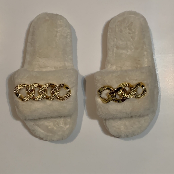 Shoes | Fuzzy Chain Decor Slide Sandals Slippers | Poshmark